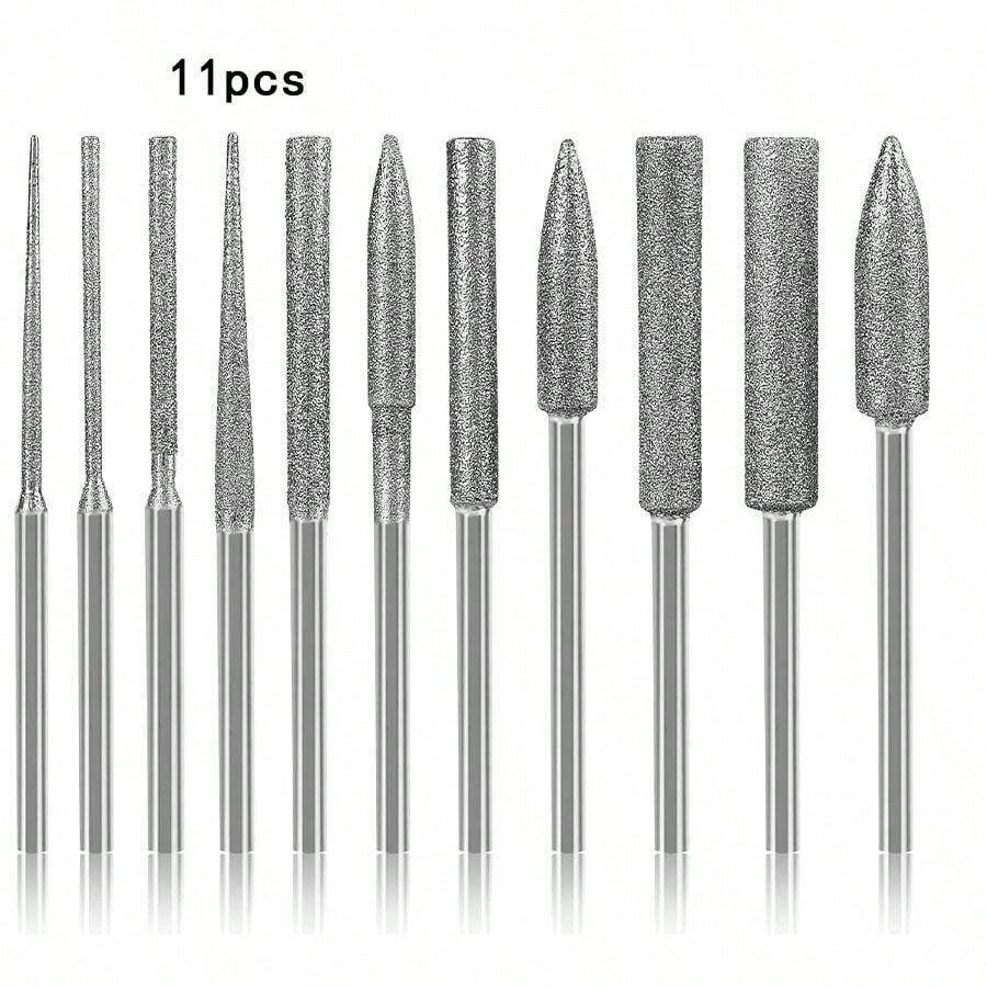 11 Piece Stone Carving Kit Diamond Burr Drill Bits Set Compatible With ...