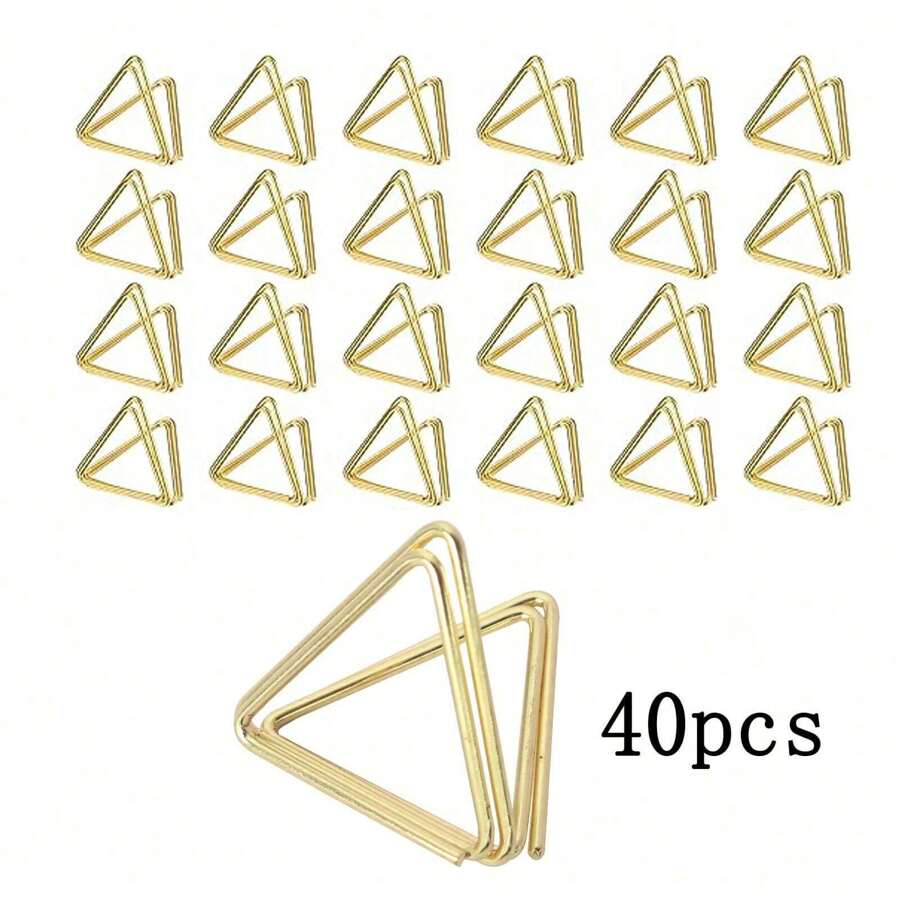 40 Pcs Triangle Place Card Holders, Mini Gold Table Number Holders ...