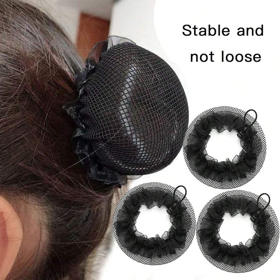 3pcs Black Floral Hair Nets (Large, Medium & Small) For Children Ballet ...