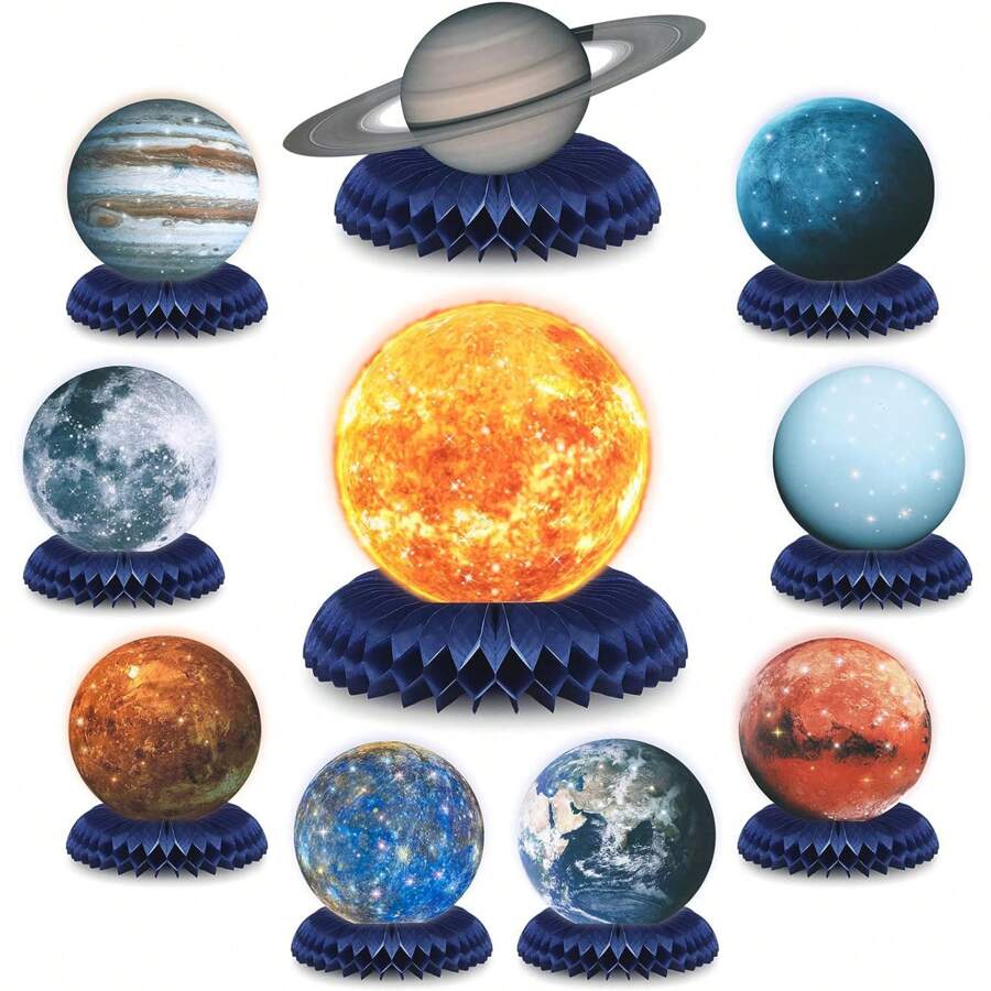 10 Pieces Space Solar System Theme Honeycomb Centerpieces Table Topper ...