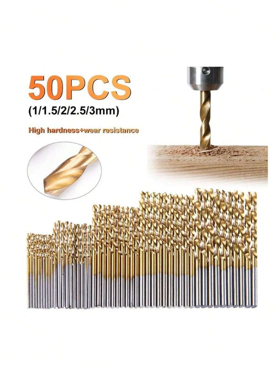 50pcs, Value Pack Titanium Coated HSS High Speed Steel Drill Bit Set ...