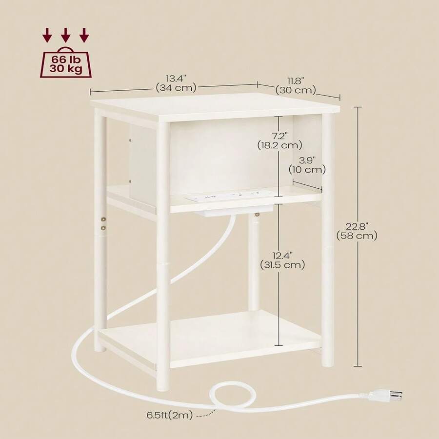 Plug-In Series Side Table Nightstand With Usb Ports And Outlets | SHEIN USA