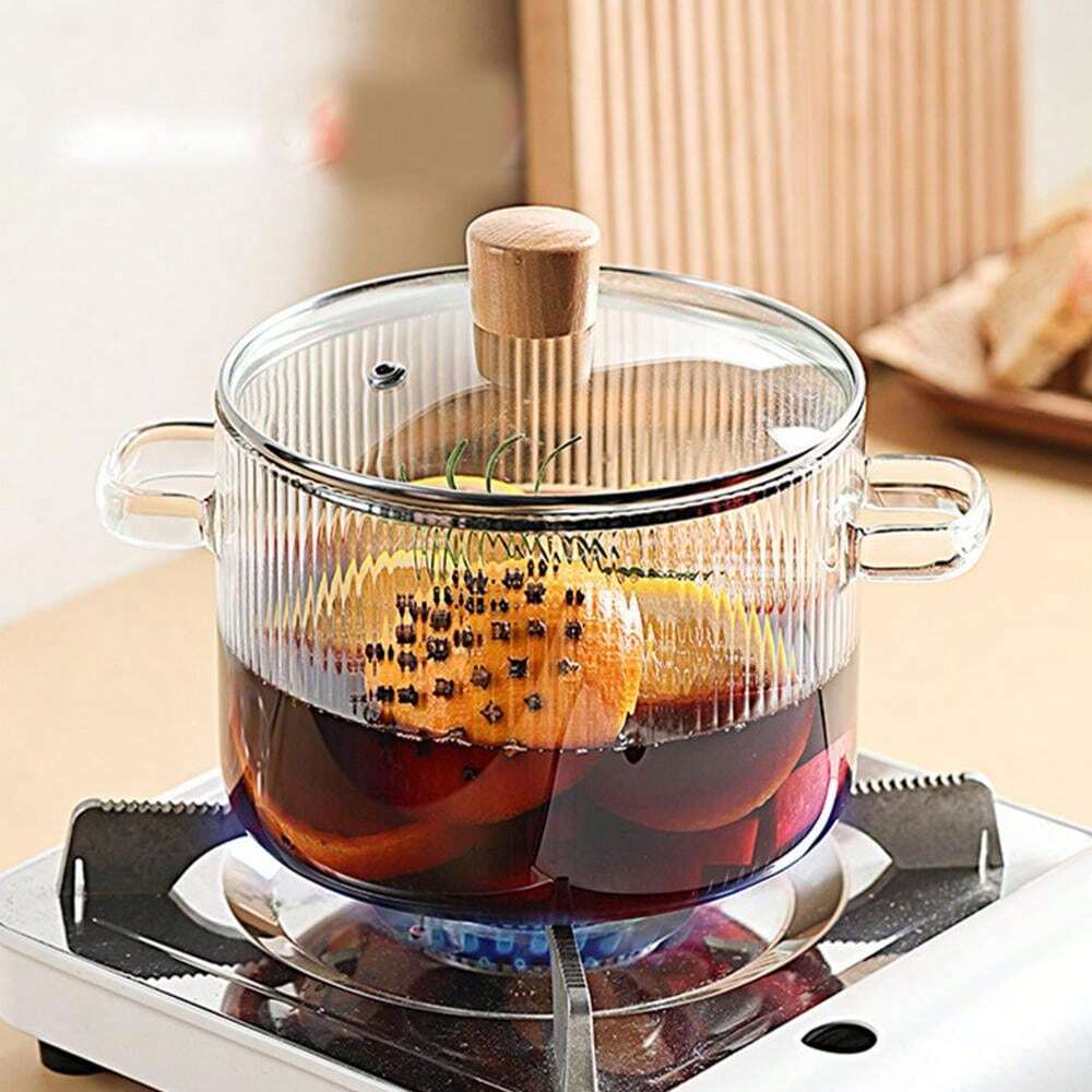 Glass Pot With Lid, Glass Pots For Cooking On Stove, Heat-Resistant ...