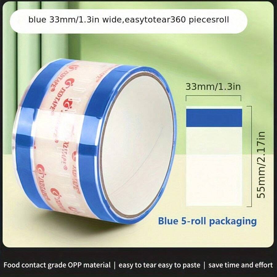5 Rolls Clear Easy Tear Packaging Tape For Sealing Milk Tea, Takeout ...