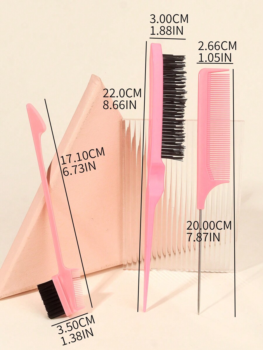 3 Pieces Hair Styling Comb Set Teasing Hair Brush Rat Tail Comb Edge ...