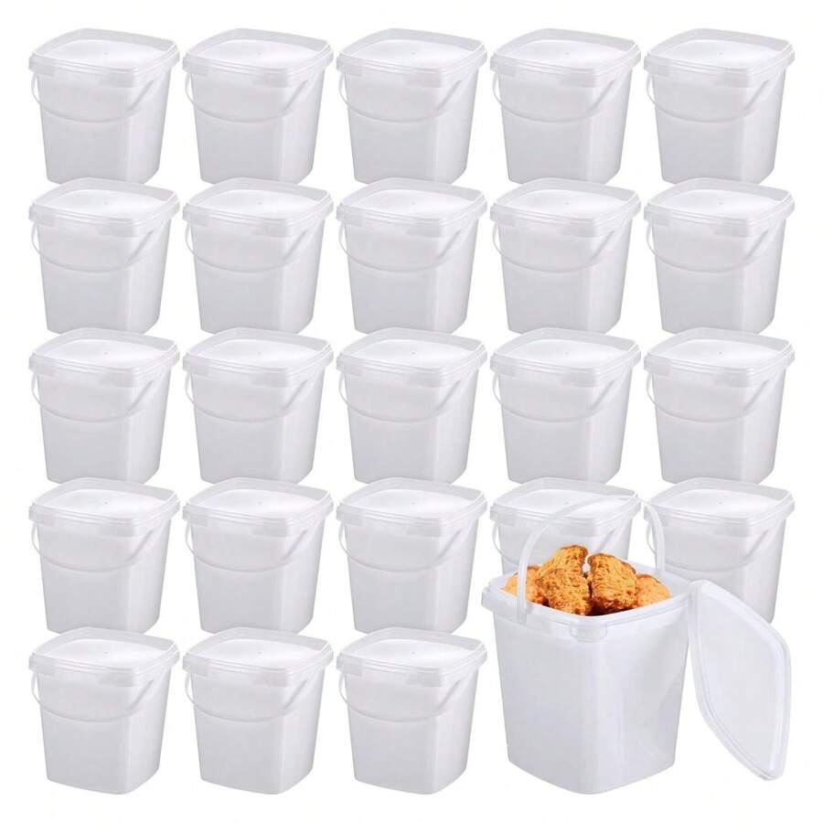 24 Pcs 67 Oz/ 2 Qt/ 2 L Square Deli Containers With Lids Ice Cream ...