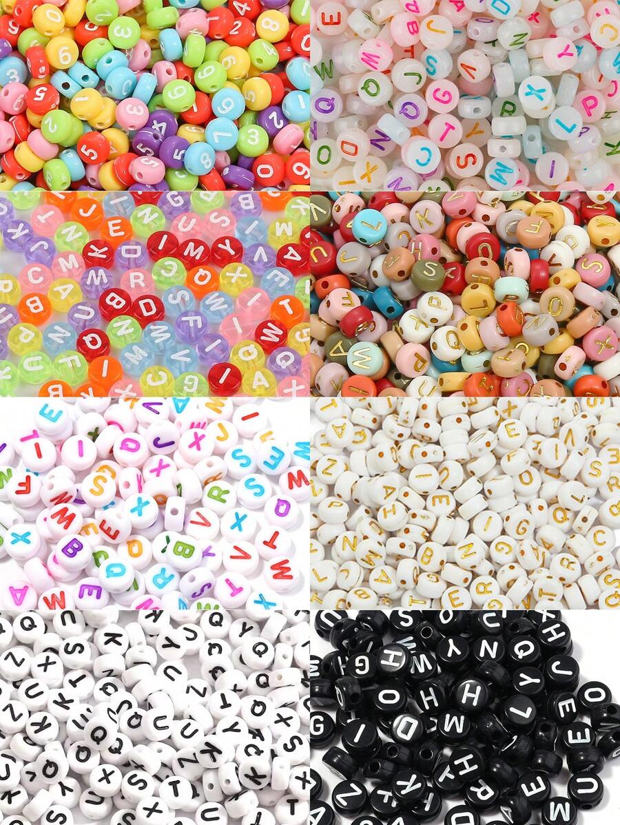 MXHAOYU 100Pcs/Set Acrylic Flat Beads With English Alphabet Letters For ...