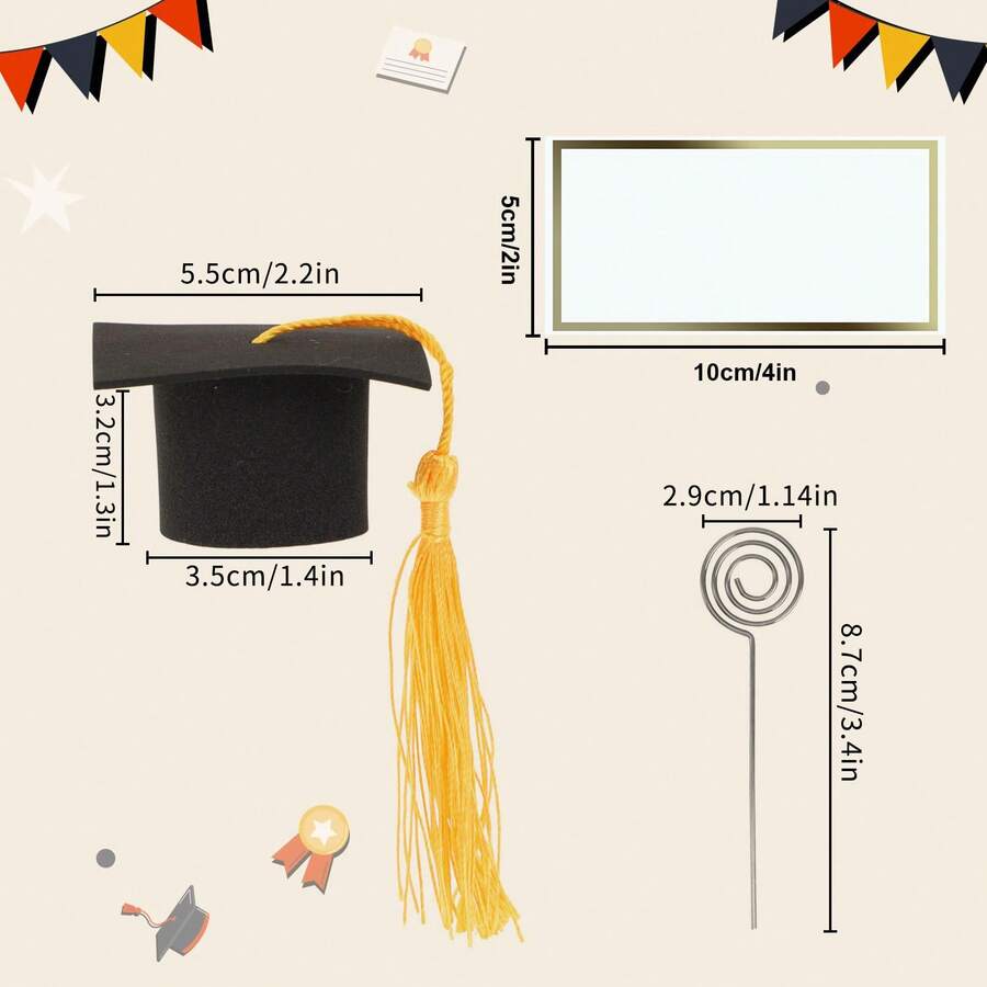 10 Sets Graduation Cap Ornament Place Card Holders Photo Holders With ...