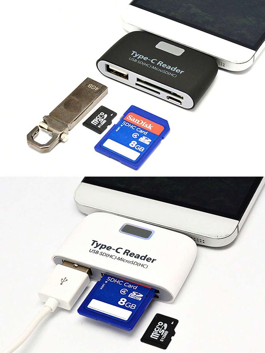 Multi-Functional 4in1 TF Micro SD Type C USB To USB C Charging Port For ...