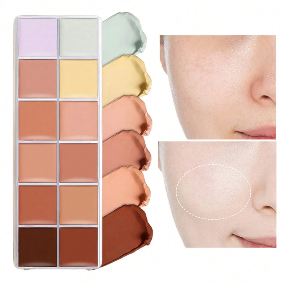 VERONNI 1 Piece 12 Colors Concealer Palette Foundation Cream, Covering ...
