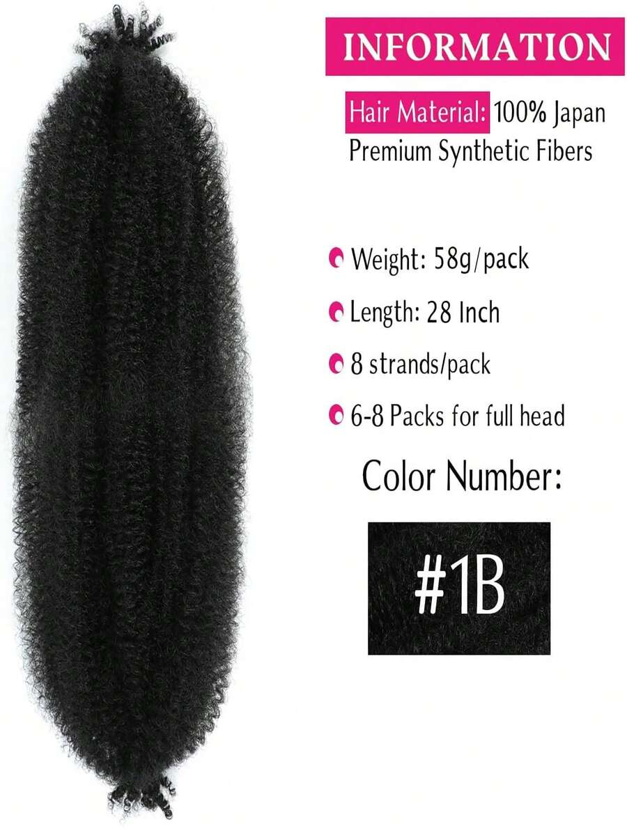 28 Inch Afro Twist Hair, Springy Afro Twist Hair Pre Fluffed Spring ...