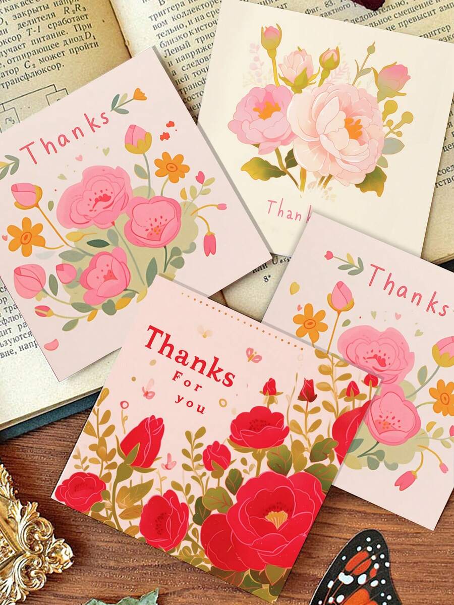 60pcs Paper Greeting Cards With 3 Different Styles Floral Alphabet ...