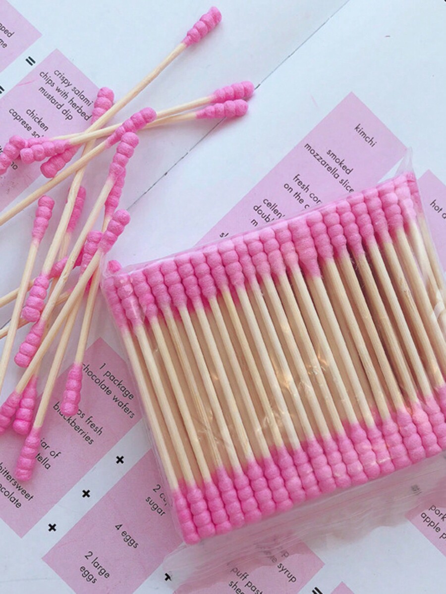 10pcs Pink Cute Swabs Double-Headed Bamboo Swabs 1000pcs Disposable ...