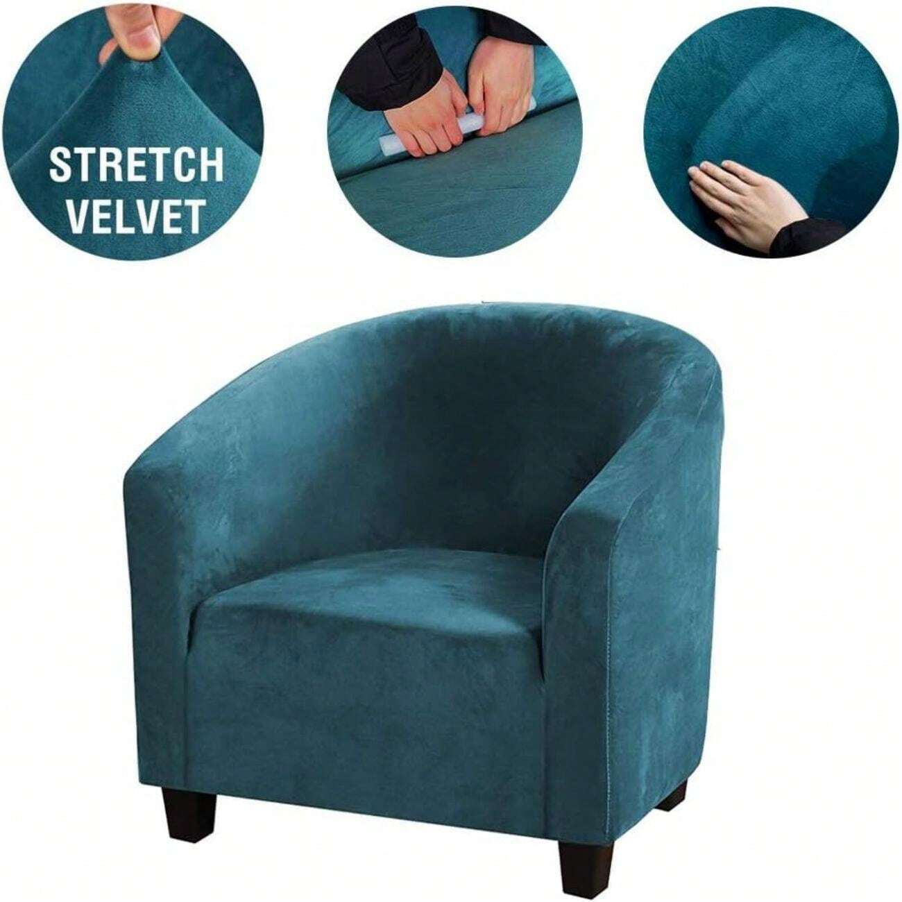 Tub Chair Slipcover Velvet High Stretch Club Chair Cover Spandex ...