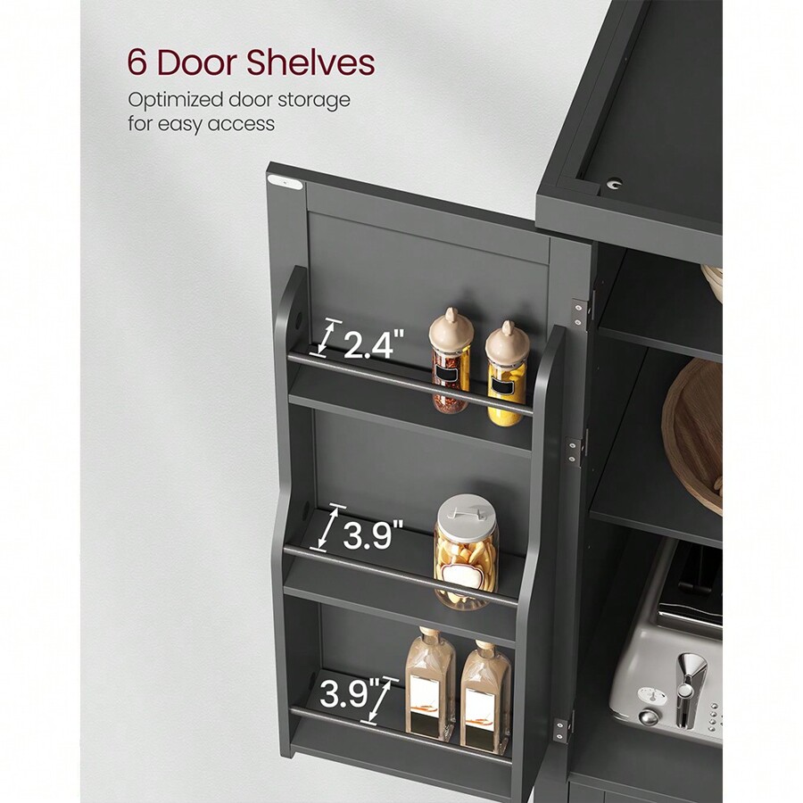 6-Shelf Freestanding Kitchen Storage Cabinet Tall Pantry Cupboard ...