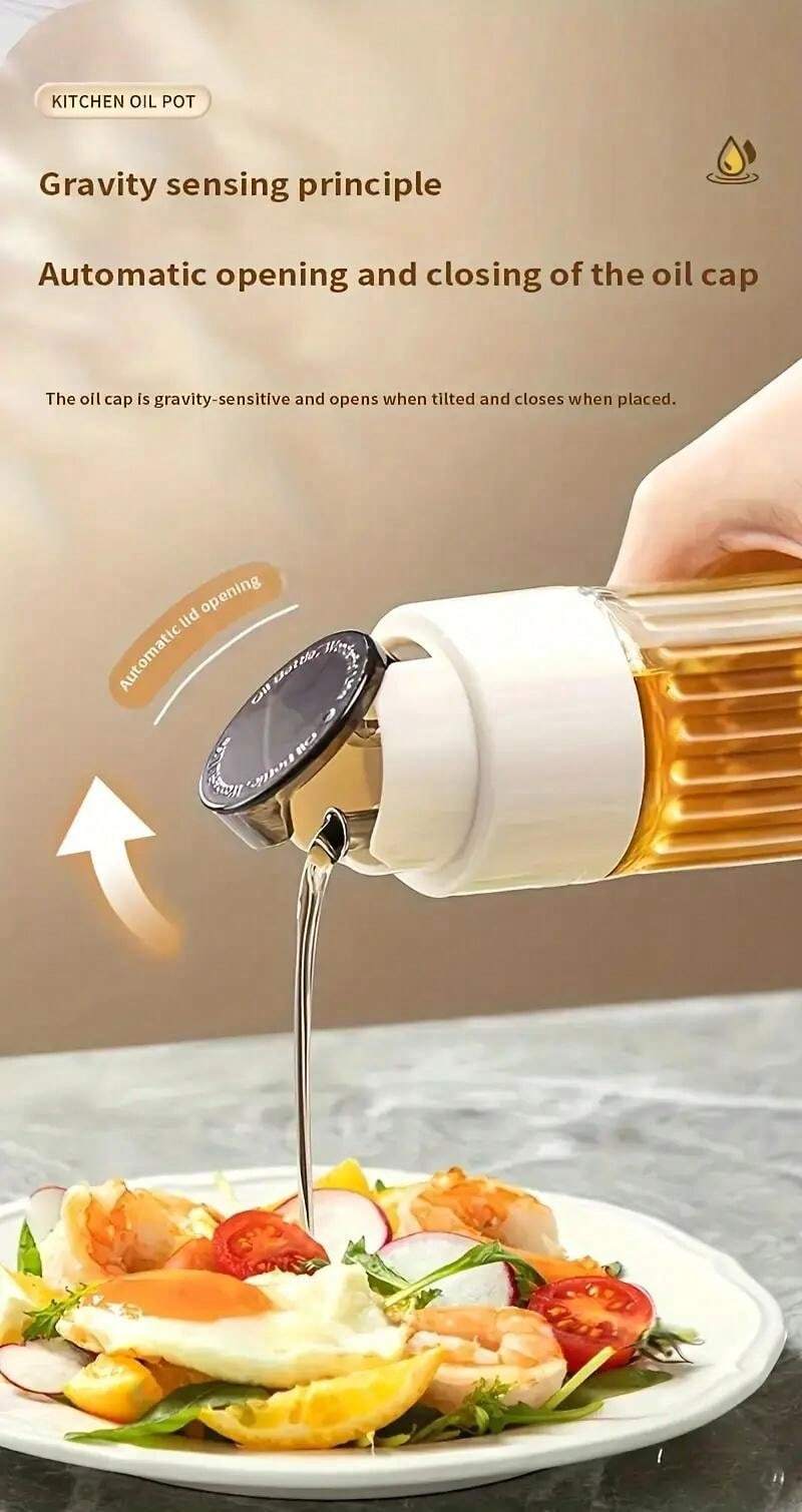 Gravity Oil Bottle, Automatic Opening And Closing, Non-Drip Glass Oil ...