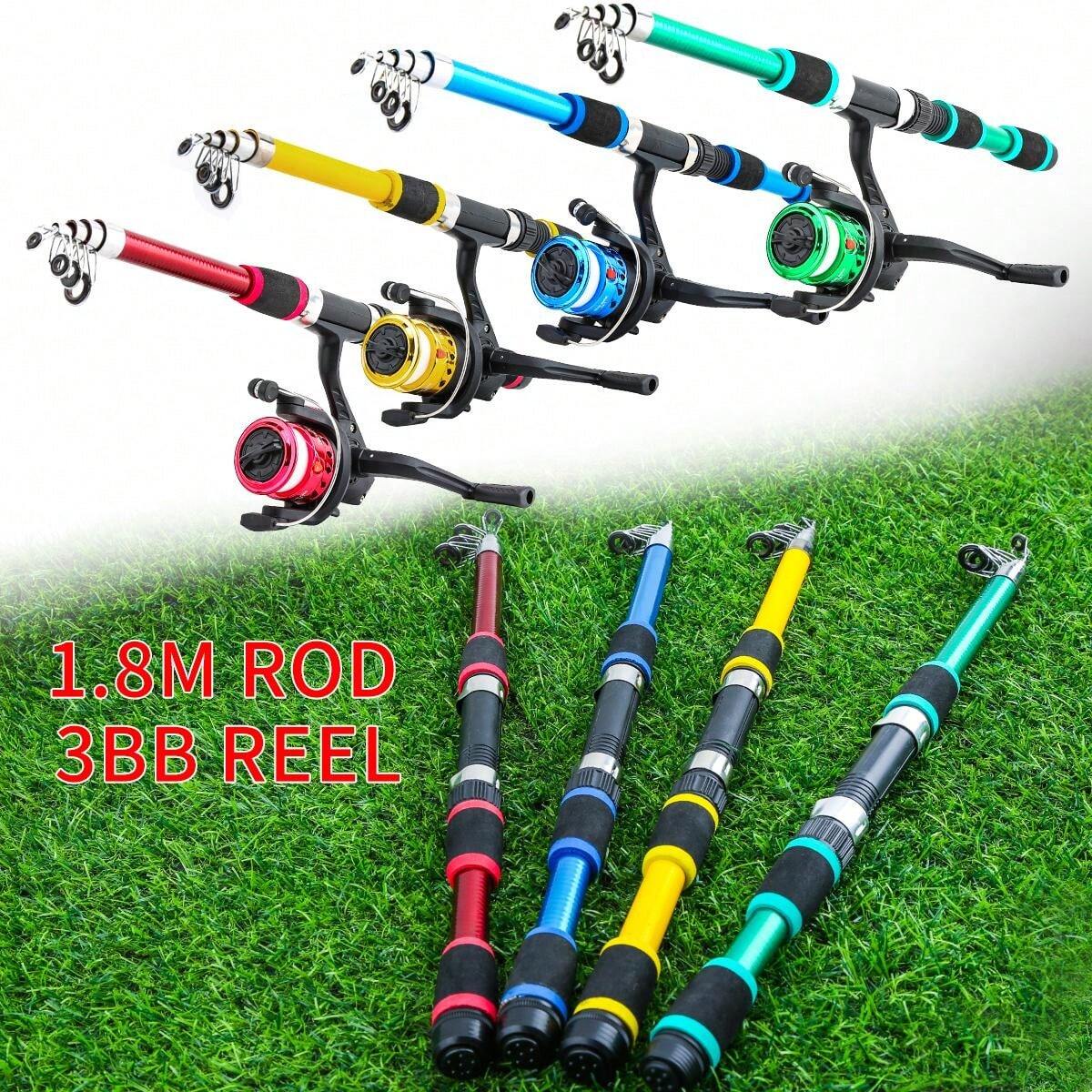 Green 1.8M Telescopic Fishing Rod Feeder Hard FRP Carbon Fiber Portable ...