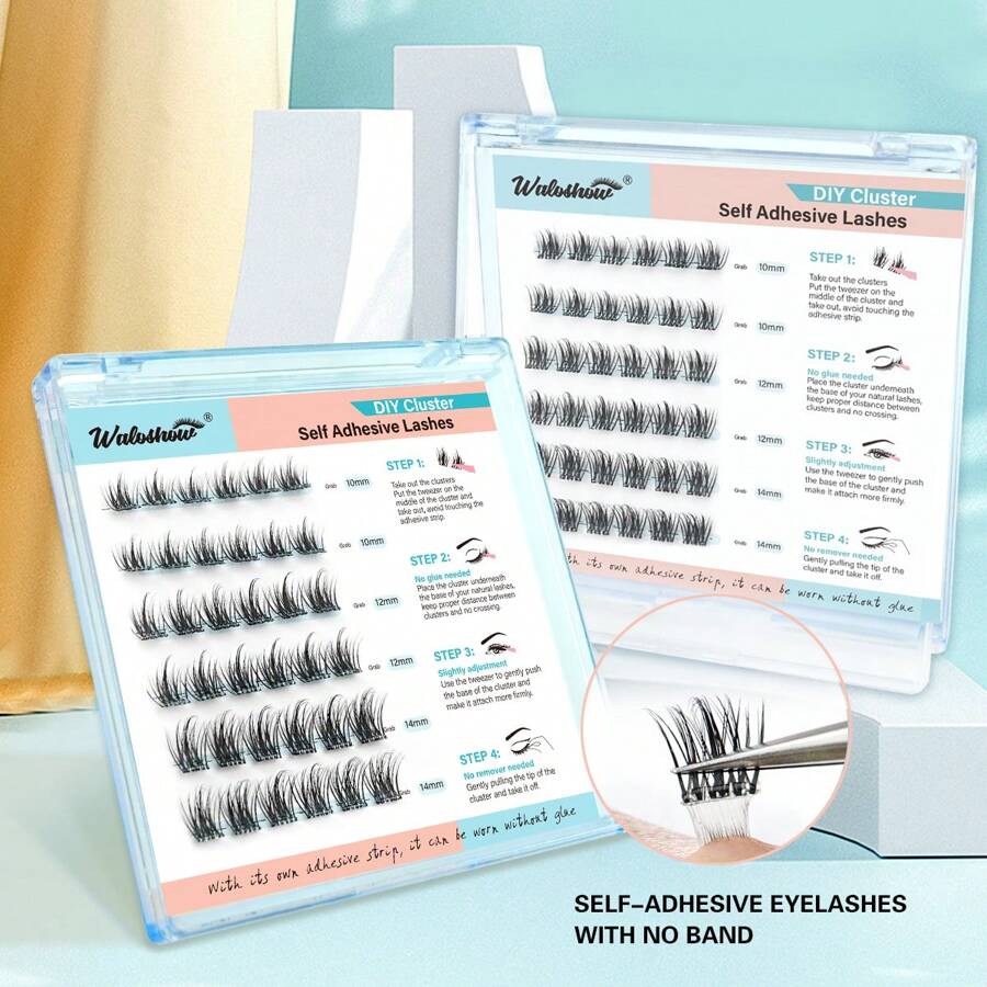 Self Adhesive Eyelashes Invisible Band Cluster Lashes 36pcs D Crul 0.07 ...