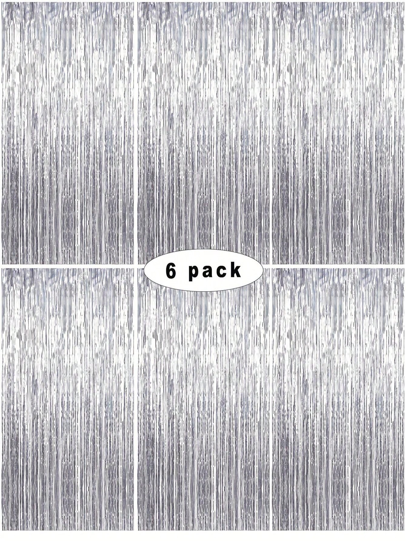 6 Pcs Silver Glitter Foil Tassel Streamer Backdrop Photo Backdrop ...