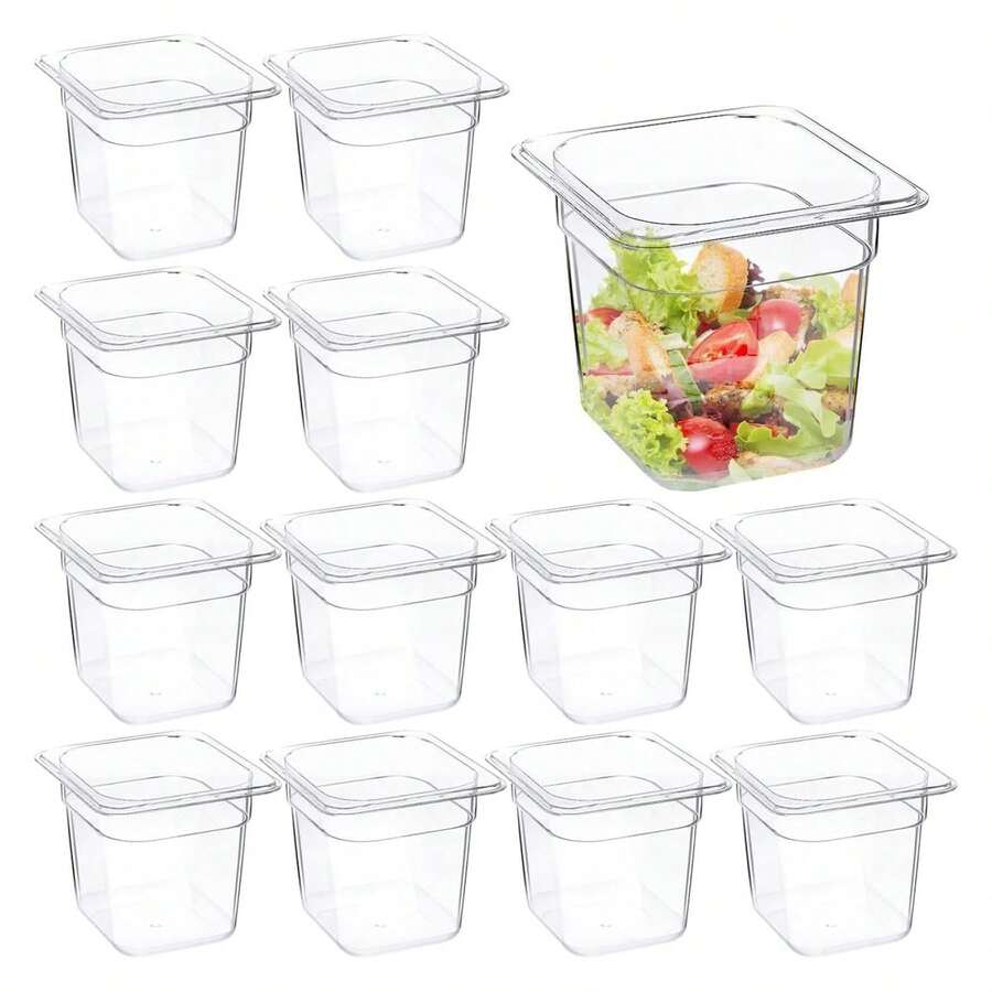12 Pack Plastic Food Pans 6 Inch Deep Polycarbonate Clear Food Pan Food ...