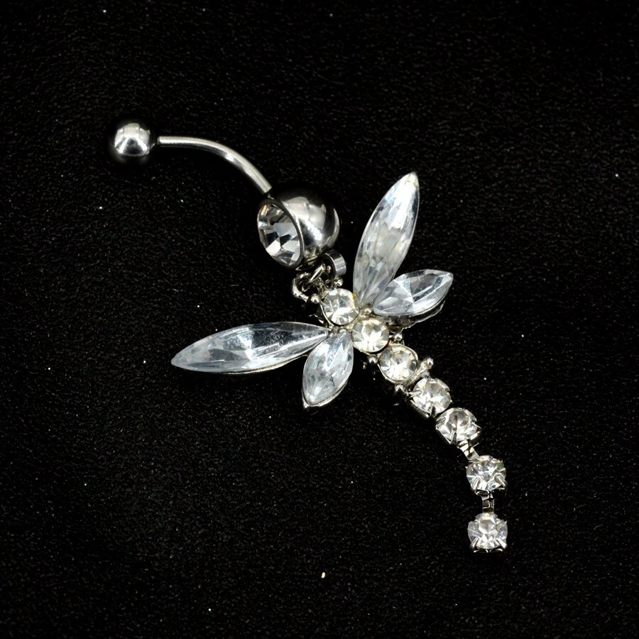 1Pc White Pink Butterfly Navel Piercing Nombril Crystal Belly Button Rings Body Piercing Ombligo ...