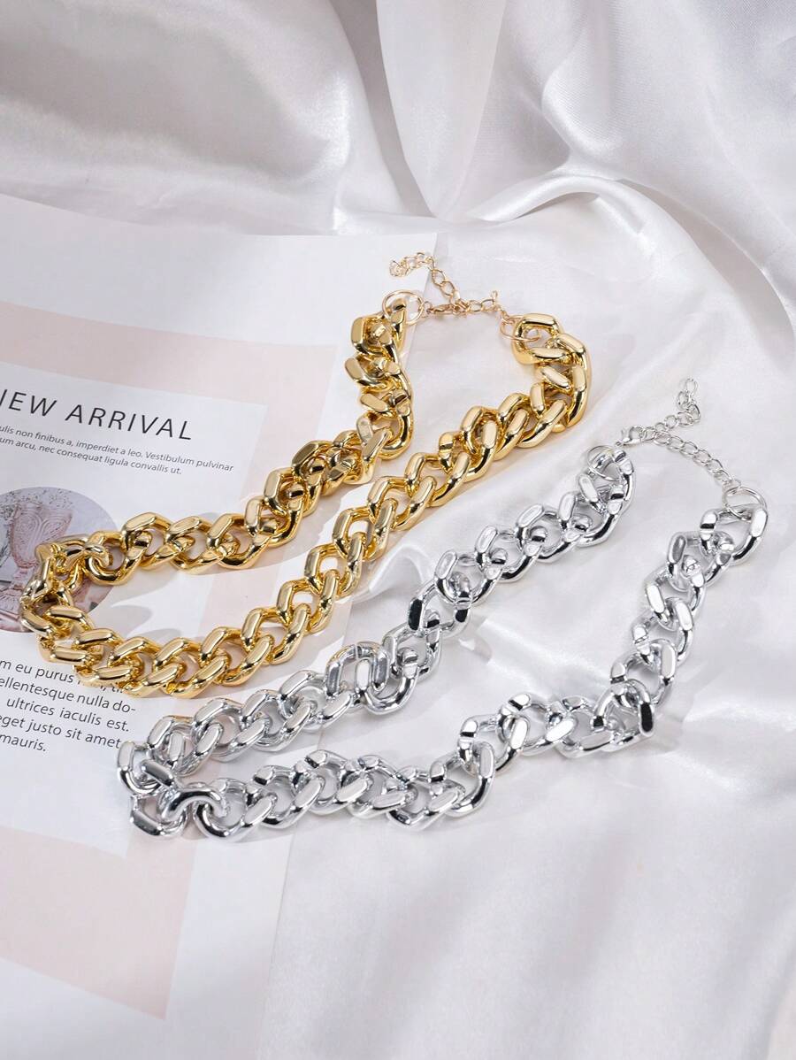 1 Stück Hip-Hop Stil Aluminium Kette Halskette, Punk Kreativ Kreuz Grenz Frauen Kragen Kette ...