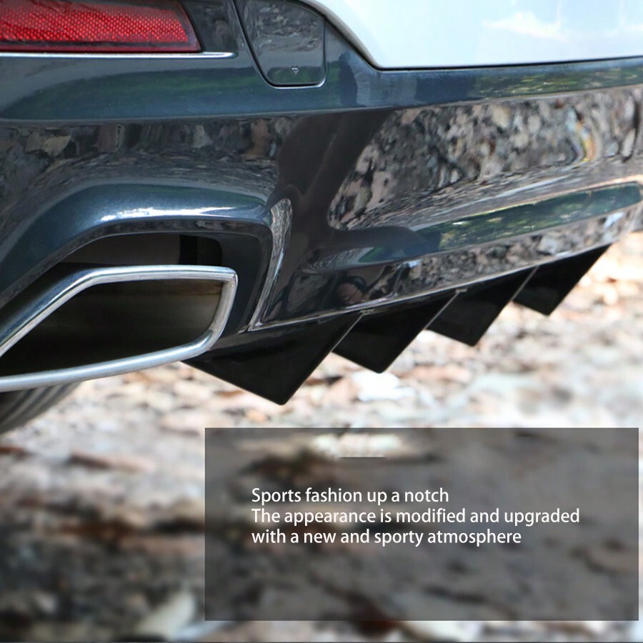 One Set Of Car Modified Triangle Rear Diffuser, Bumper Curved Underbody ...