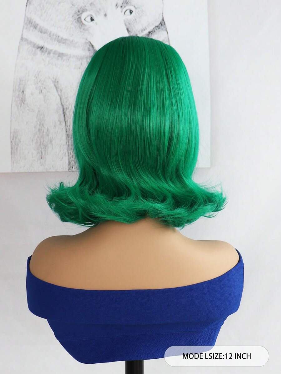 Retro Green Wig Short Bouffant Straight Flip Wavy Beehive Wig 50s 60s ...