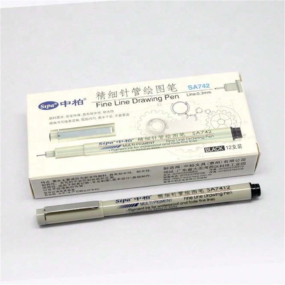 12 Needle Tube Pens, Art Waterproof Hook Pens, Hand Drawn Edge Tracing ...