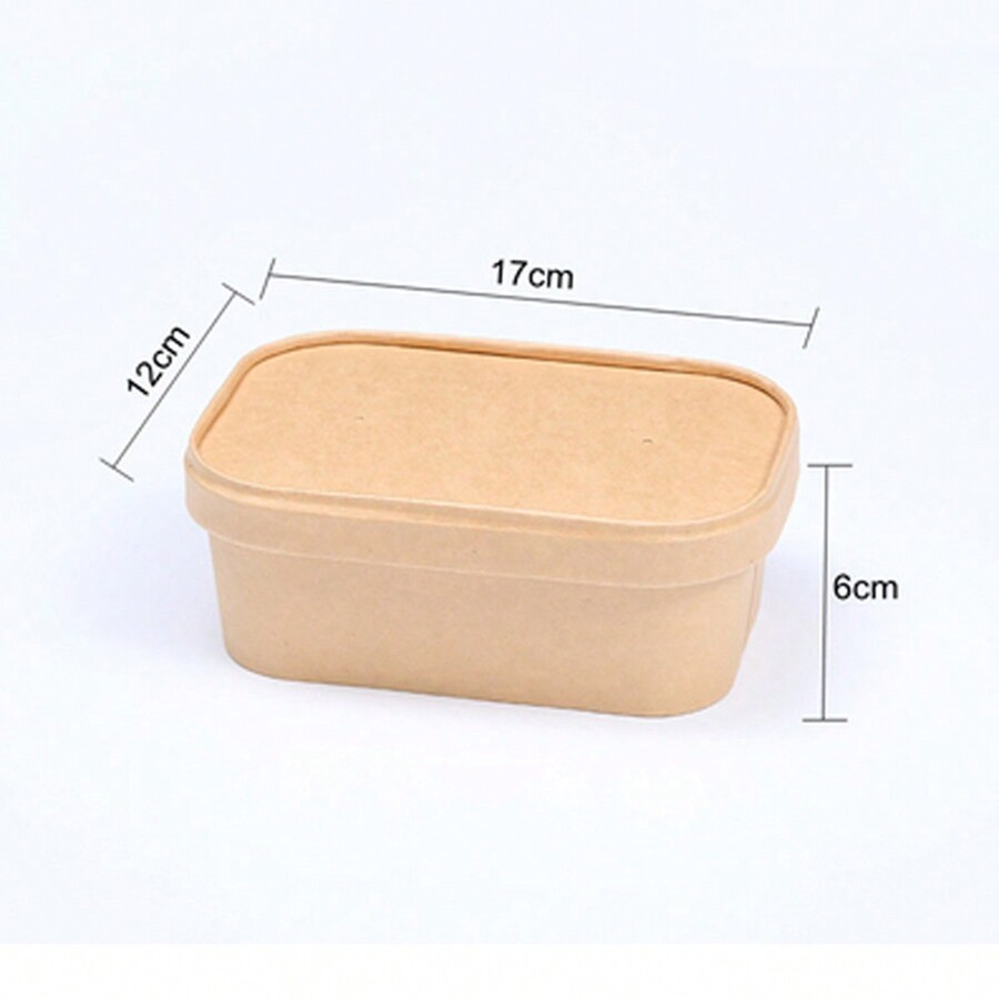 10pcs Disposable Paper Lunch Box, Kraft Rectangle Bowl Bento Fast Food ...