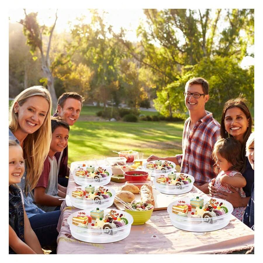 6 Pack 12 Inch Pie With Lid And Handle, Plastic Pie Reusable Round 2 ...