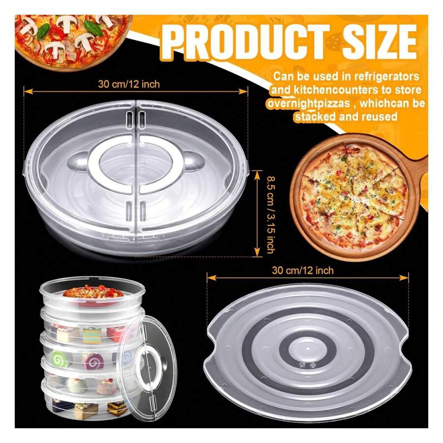 6 Pack 12 Inch Pie With Lid And Handle, Plastic Pie Reusable Round 2 ...