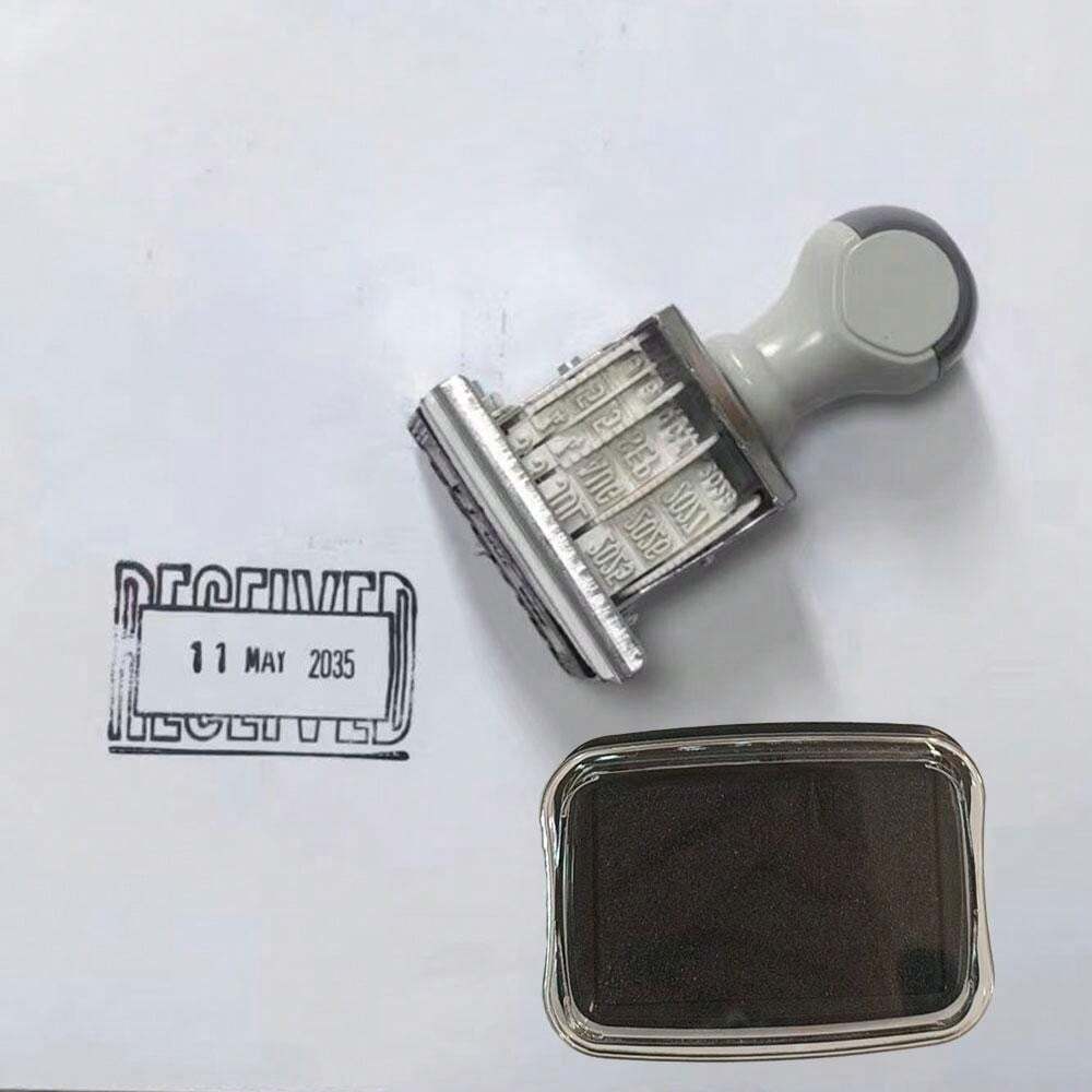 Manual Date Stamp With 400-Page Text Capacity, Rotating Date Wheel And ...