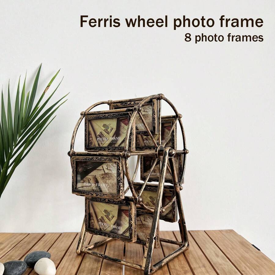 1pc 8 Slots DIY Ferris Wheel Photo Frame With Embossed Designs, Can ...