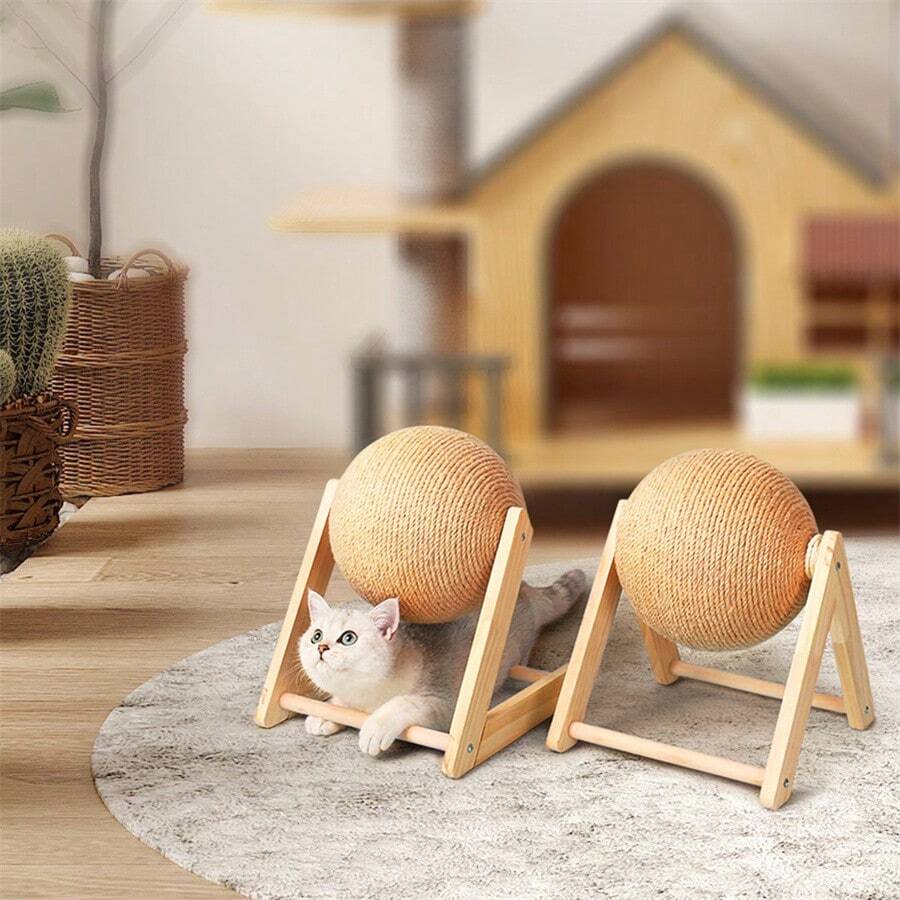 1pc Sisal Rope Cat Scratcher Ball - Interactive Play And Claw ...