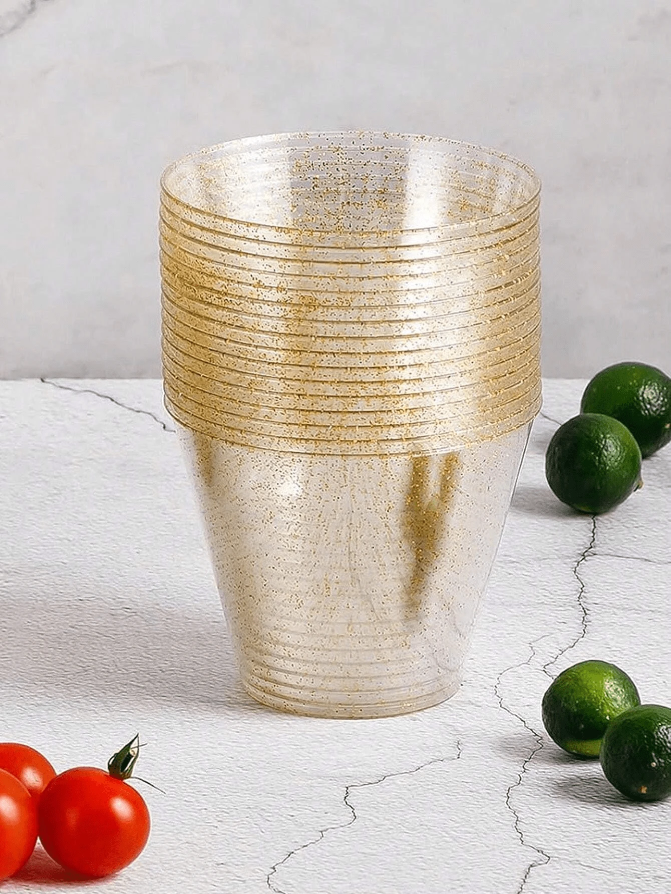 20pcs 9 Oz Clear Plastic Cups With Golden Flash For Festival Parties ...