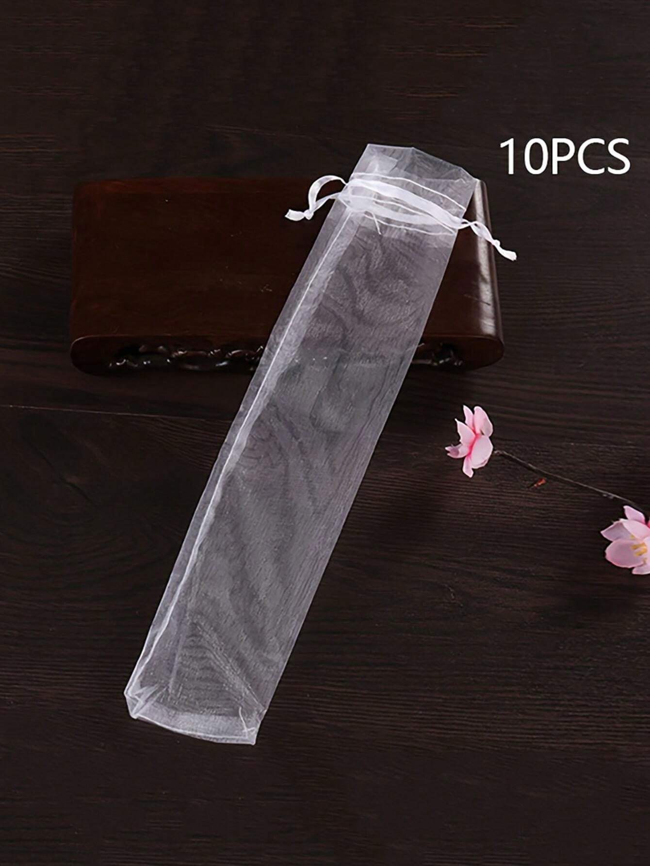 10pcs Folding Hand Fan Bags Drawstring Organza Bags Folding Fan Bags ...