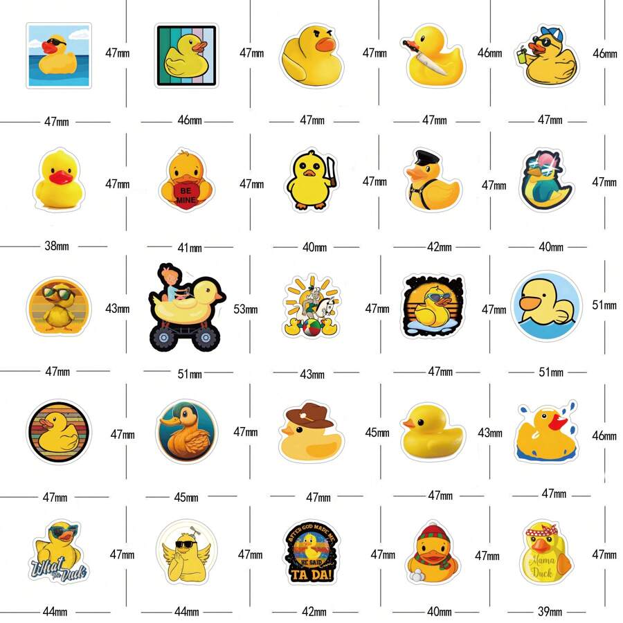 70pcs/Pack Small Yellow Duck Stickers I Cute Cartoon Kids Party Favors ...