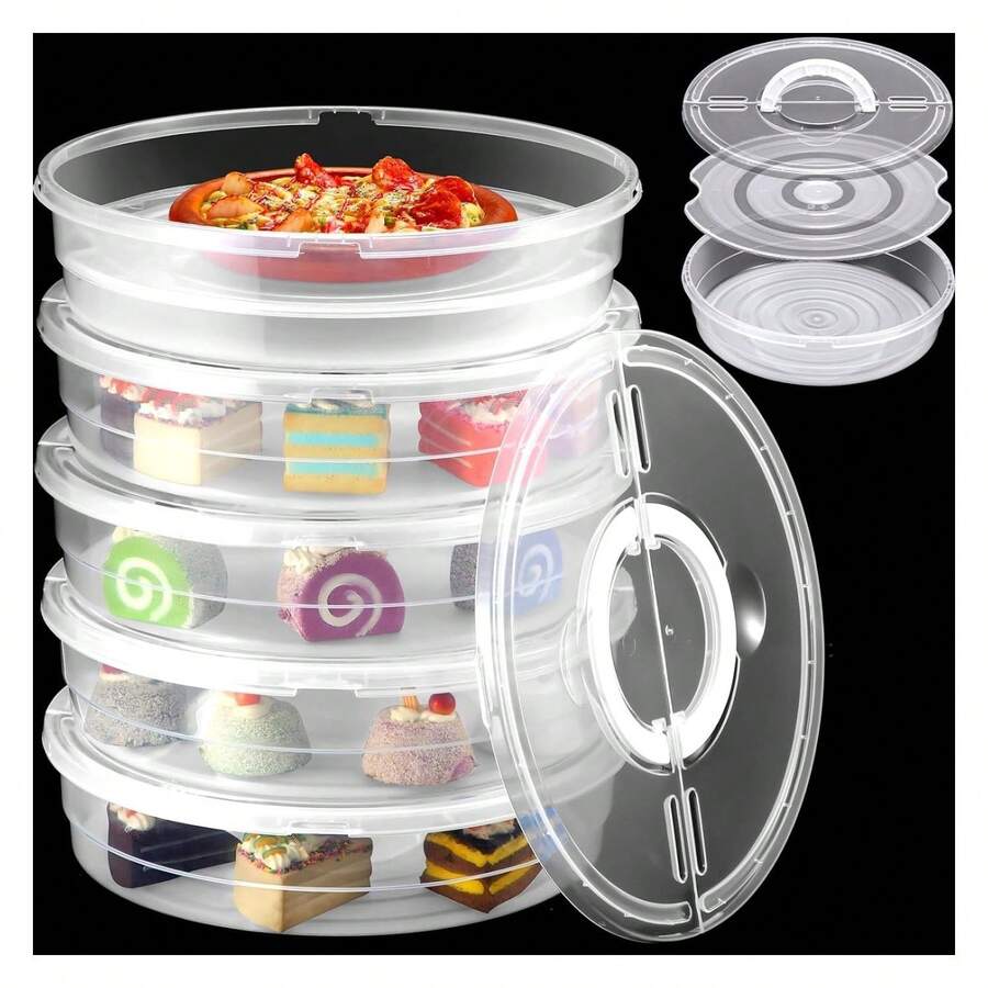 6 Pack 12 Inch Pie With Lid And Handle, Plastic Pie Reusable Round 2 ...