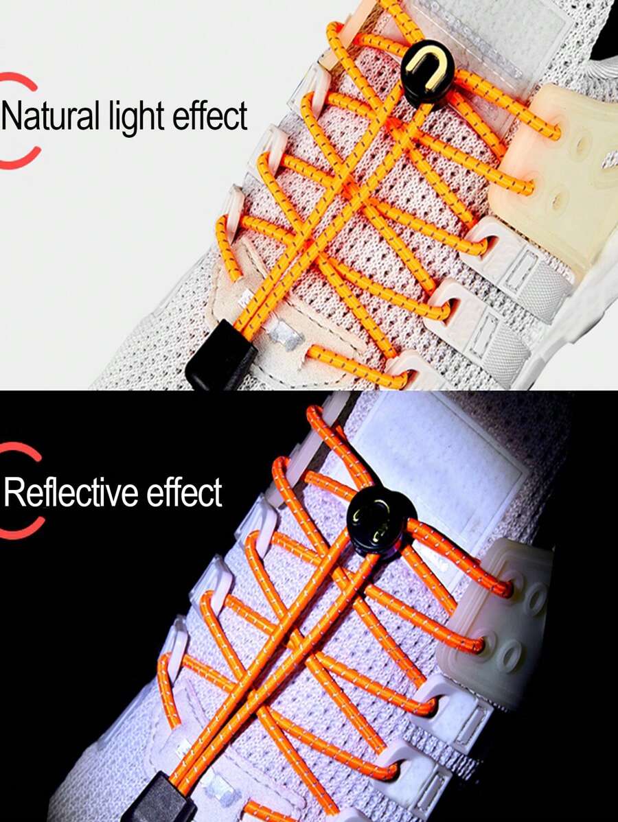 1 Pair Round Elastic No Tie Shoe Laces Metal Buckle Tieless Shoelaces ...