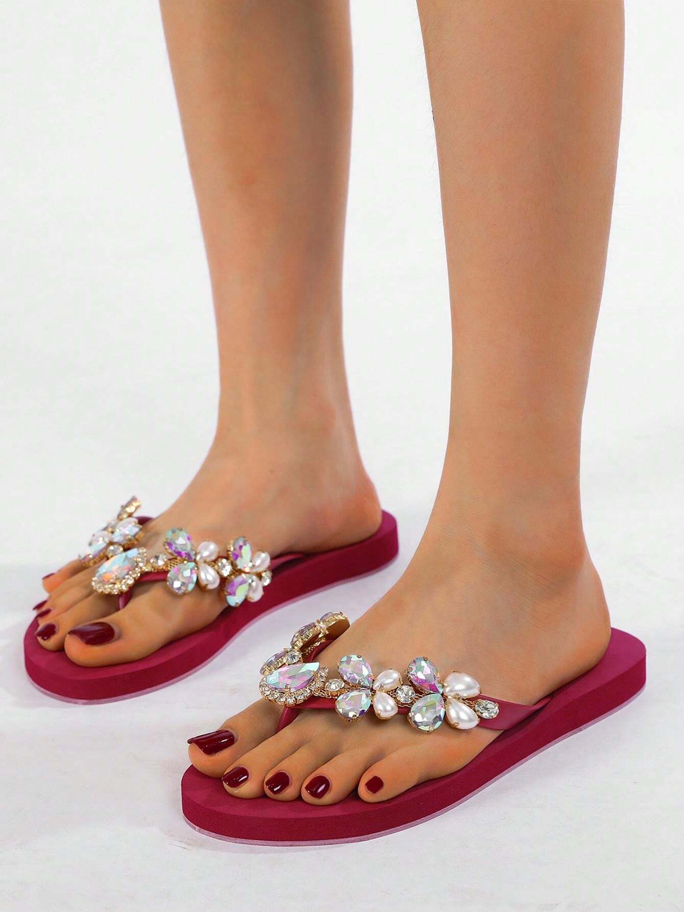 Novas Chinelas Femininas Cruzadas de Verão com Strass, de , Perfeitas ...