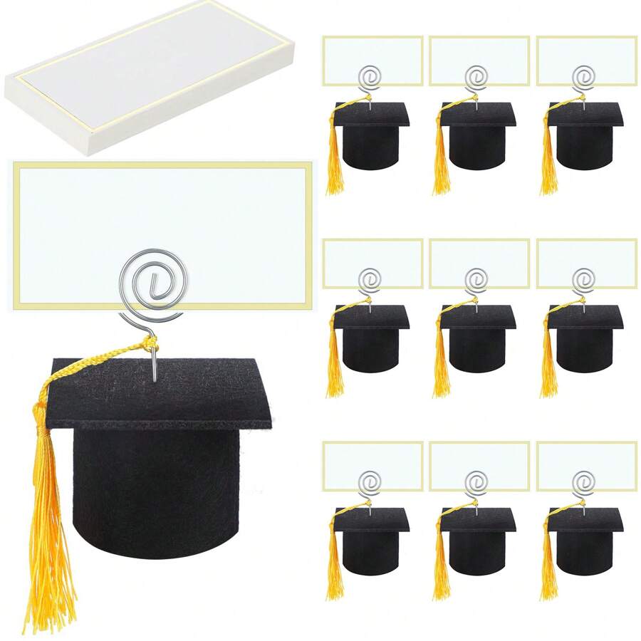 10 Sets Graduation Cap Ornament Place Card Holders Photo Holders With ...