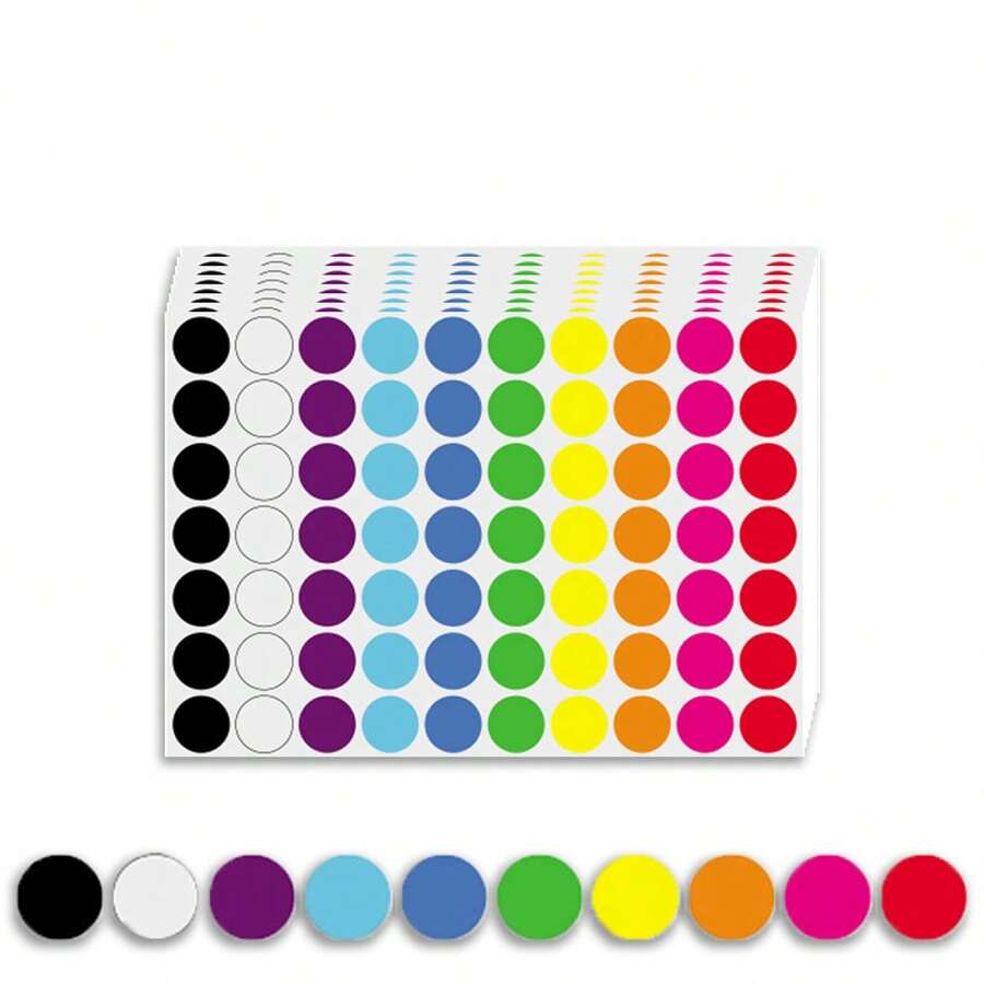 700PCS 10 Sheets Colour Coded Labels Dot Stickers, Round Colour Coded ...