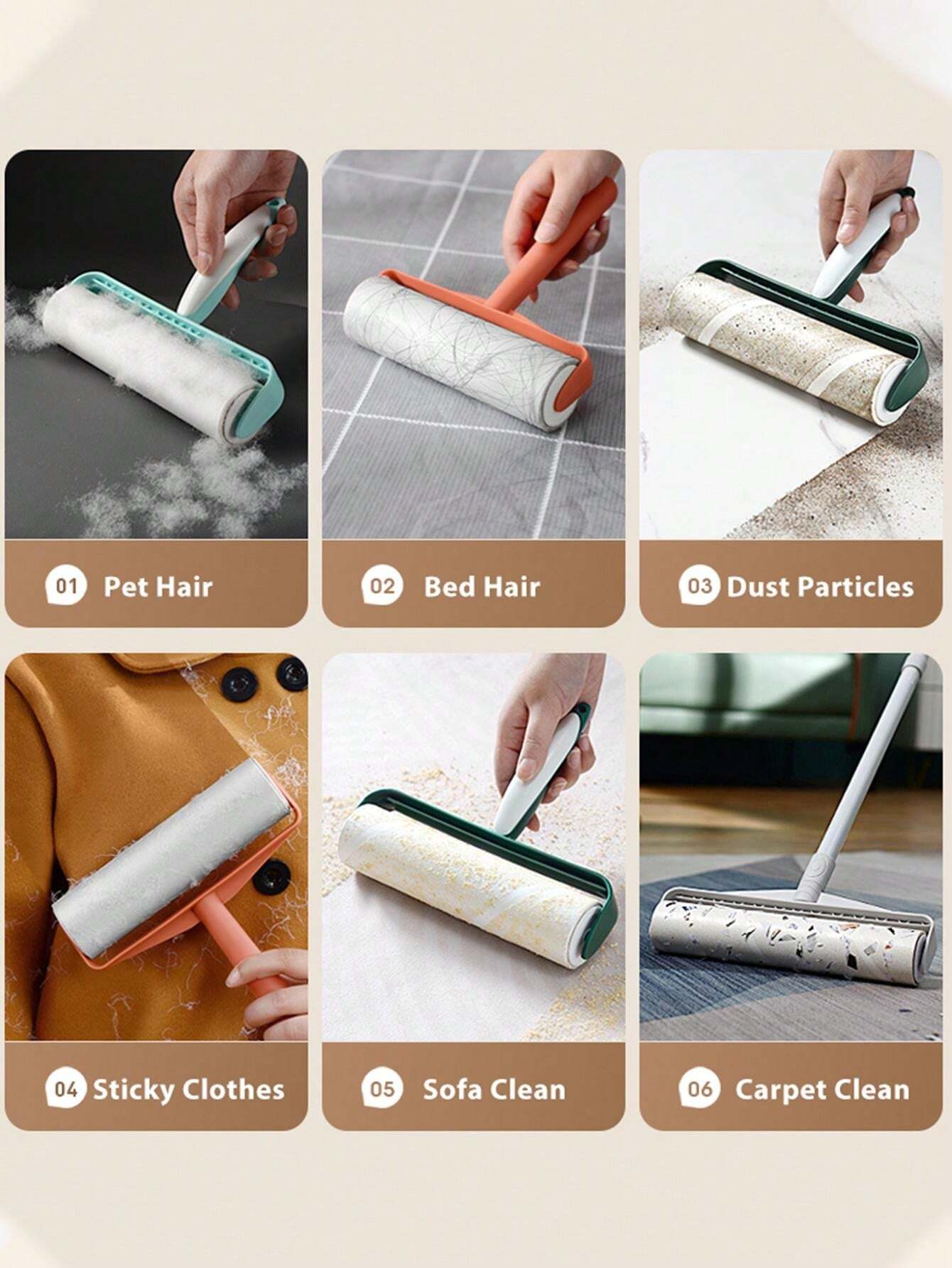 Portable 4 Roll Pack 10/12/16/19 Cm Lint Roller Refillable Replacement ...