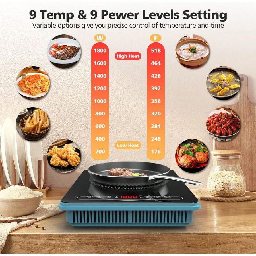 Induction Cooktop 1800W True, Single Burner Induction Stove Portable ... Induction Cooktop 1800W True, Single Burner Induction Stove Portable ...