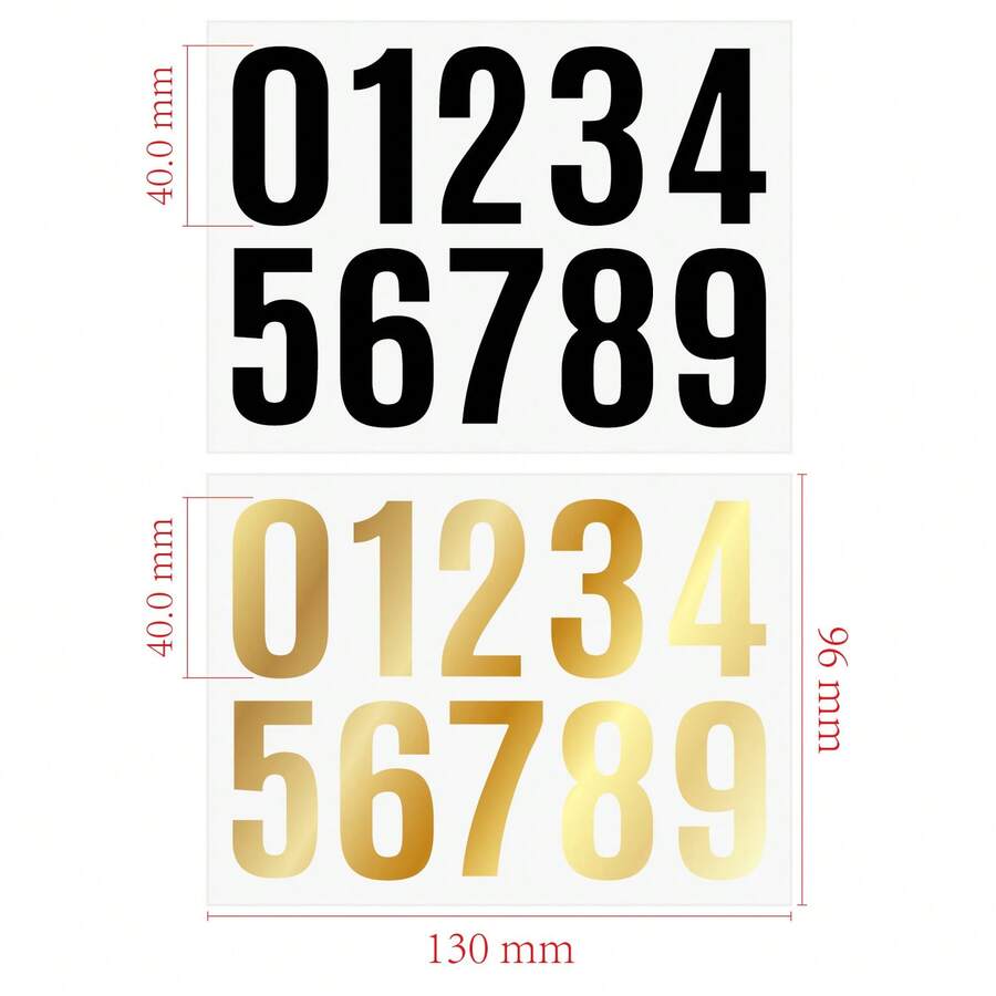 5 Sheets Golden Foil Digital Stickers 4cm Height 0-9 Numbers Office ...