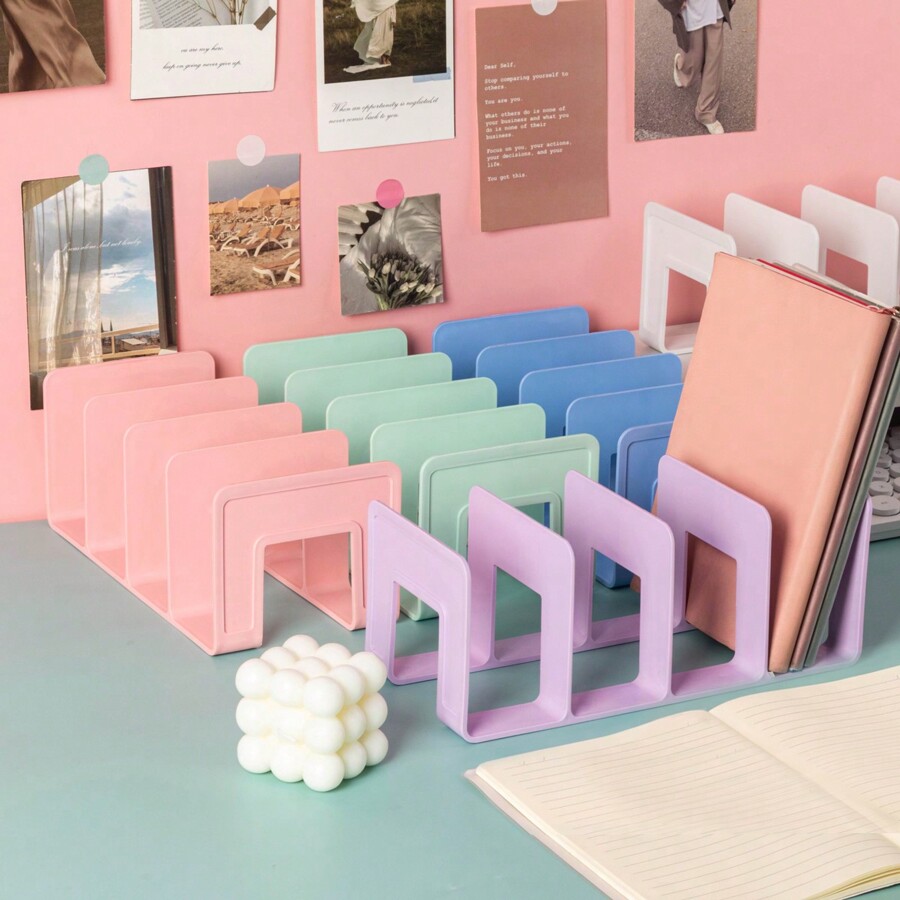 2-Pack Desktop Book Stand Rack, Bookshelf, File Storage Box, Quad ...