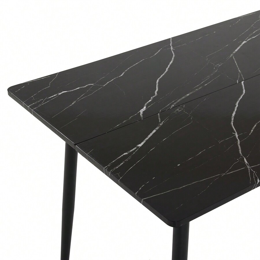 Disassemble Rectangular Table With Arc MDF Black PVC Marble Surface ...