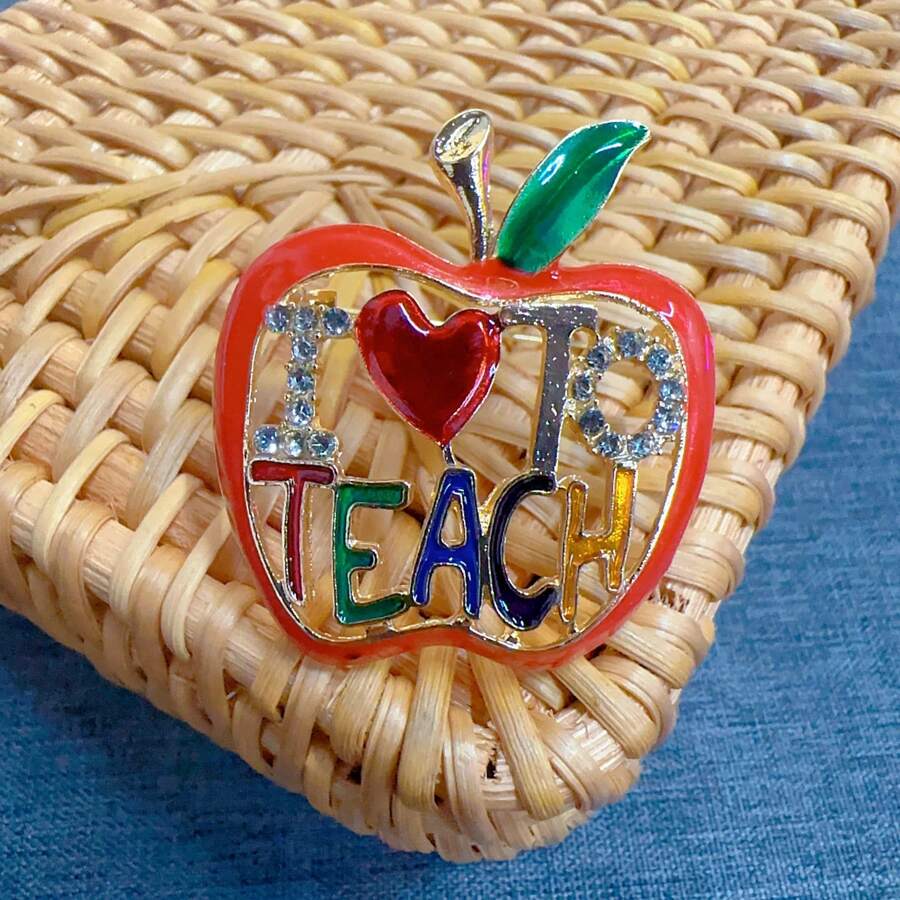 Teacher's Day Gift Zinc Alloy Rhinestone Brooch Pin With Drop Oil ...