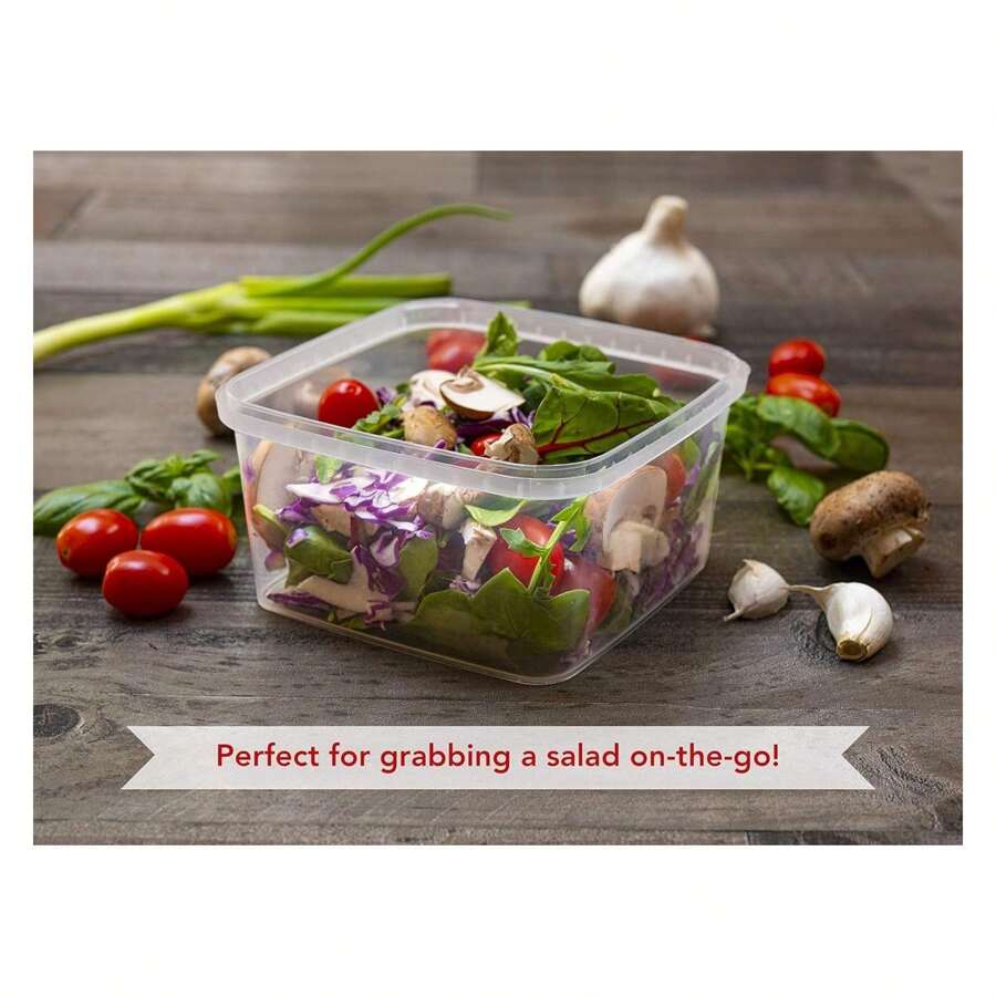 32-Oz. Square Clear Deli Containers With Lids | Stackable, Tamper-Proof ...